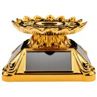 China Solar Powered Lotus Turntable Stand 8x8x4cm Gold/Silver 360 Degree Rotating Display Case for sale