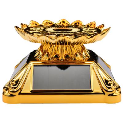 China Solar Powered Lotus Turntable Stand 8x8x4cm Gold/Silver 360 Degree Rotating Display Case for sale