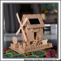 China XRF DIY Wooden House Solar Toy 180x150x190mm Educational STEM Building Kit with Solar-Powered Windmill for sale