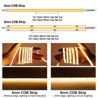 China Golden Yellow Flexible COB LED Strip Light for Hotel Cabinet Bedroom Kitchen Lighting for sale