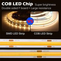 China Golden Yellow Flexible COB LED Strip Light for Hotel Cabinet Bedroom Kitchen Lighting for sale