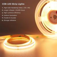 China 3- High Brightness COB Led Strip Light 480leds 8mm10mm 3000K4000K6500K Warm Natural White for sale