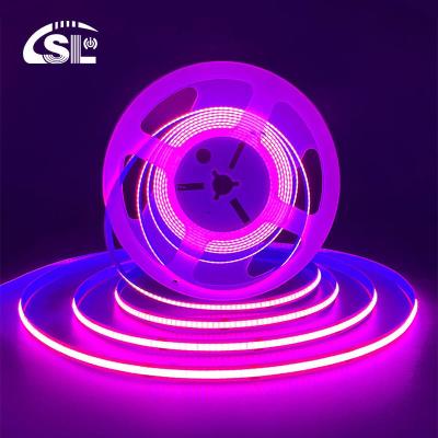 China High Brightness COB Led Strip Light CE RoHs IP20 Ra90 8mm Width 12V 24V 320Leds Pink for sale