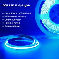 China CE LVD EMC ROHS FCC REACH ERP2.0 Certified Ice Blue COB Led Strip Light with 8mm Width for sale