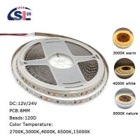 China Residential LED Light Strip DC12V 24V SMD2835 Electroplate PCB 120Ds 8mm Ra 80 3000K for sale