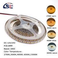 China Hotel Customized 12v 24v 8mm 180leds 3000K 4000K 6500K Warm White Natural White Electroplate SMD 2835 Led Strip Light for sale