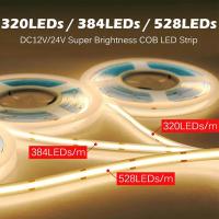 China COB LED Strip Light IP20 8mm Width 12V24V 320leds 3000K4000K6500K for Kitchen Living Room for sale