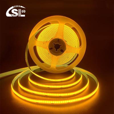 China Hotel House COB LED Strip Light CE RoHs IP20 Ra90 8mm Width 12V 24V Golden Yellow for sale