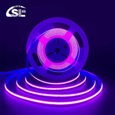 China 3000K Ra90 High Density Flexible COB LED Strip Light 12V24V 320leds 8mm Width Purple for sale