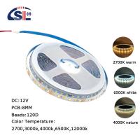 China High brightness 12V 8mm 120leds SMD2835 Led Strip Light with Double-sided CCT Board for sale