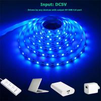 China 5V 8mm 120LEDs Blue LED Strip Light Electroplate SMD2835 Ideal for Indoor and Outdoor for sale