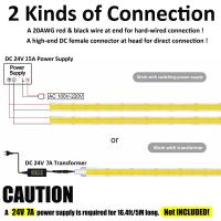 China DC12V24V 8mm10mm 320leds 3000K Warm flexible COB Led Strip Light for Indoor Decoration for sale