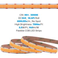 China 2- DC12V24V 8mm 320Leds 3000K Warm COB Led Strip Light for Cabinet bedroom kitchen lighting decoration for sale