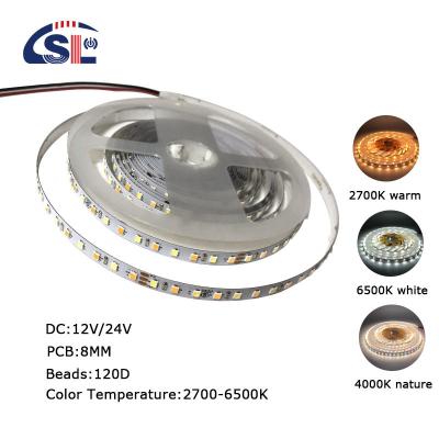 China 120leds/m 3 Colours CCT SMD 2835 Flexible White Addressable Led Backlight Strip Light 3- for sale