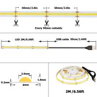 China DC 24V Waterproof 5V 8mm 320leds 1cm One Cut 4000K Natural Flexible COB LED Strip Light for sale