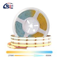 China 12v24v 8mm 608leds 3000K 4000K 6500K CCT Electroplate Dual Color COB Led Strip Light for sale