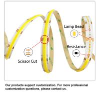 China Electroplate COB 24v COB 320Ds 8mm Ra 85 Ice BLue Light Strip with 50000 Hour Lifespan for sale