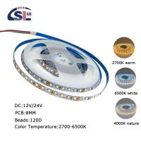 China Flexible Dual Color Die-Cutting Board SMD2835 Led Strip Light 3000K-6500K Warm White -White for sale