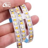 China Hotel CCT 12V24V 8mm 120leds 3000K-6500K Warm White-White Dual Color 35Copper SMD2835 LED Strip Light IP20 for sale