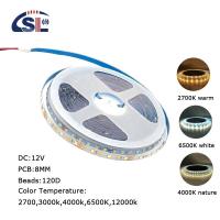 China Hotel CCT 12V24V 8mm 120leds 3000K-6500K Warm White-White Dual Color 35Copper SMD2835 LED Strip Light IP20 for sale