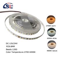 China CCT High Brightness 8mm 120LEDs 3000K-6500K Dual Color SMD2835 LED Strip Light with 3- for sale