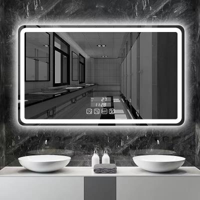 China Hotel Home Bathroom Decoration Large Oval Bath Mirrors with Touch Screen and LED Lights for sale
