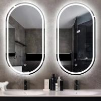 China Smart LED Bathroom Vanity Mirror with Oval Bath Toilet and Luminous Lights in Silver for sale