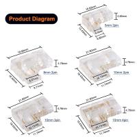 China 90 Degree L Shape Crystal Buckle for COB LED Strip Connector Seamless 2/3pin 5/8/10mm for sale