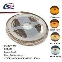 China DC12V 24V SMD2835 Electroplate PCB 240Ds 8mm Ra 80 3000K LED Light Strip for Residential for sale