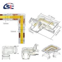 China Transparent 2pin 8mm 10mm Crystal Clip Wire L Type COB LED Strip Connector L Shape 90 degree angled connector for sale
