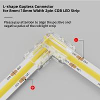 China Transparent 2pin 8mm 10mm Crystal Clip Wire L Type COB LED Strip Connector L Shape 90 degree angled connector for sale