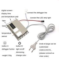 China 60W Mini Smart Mirror Touch LED Light Switch with Defogger DC12V Time and Temperature Display for sale