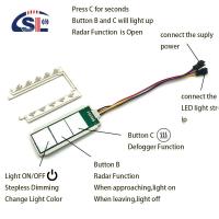 China 44g Three Buttons Radar Induction Double Touch Switch For Bathroom Vanities Mirror for sale