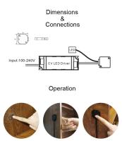 China DC12V Wooden Board Smart LED Dimmer Hand Touch Sweep Switch for Cabinet DC12V Output for sale