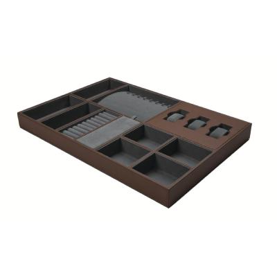 China Luxury Leather In Drawer Jewelry Organizer Tray With Seamless Integration for sale