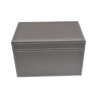 China Decorative Faux Leather Closet Storage Boxes With Lid Handcrafted MDF Frame for sale