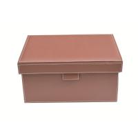 China Durable MDF Frame Brown Leather Look Storage Boxes With Lids Versatile Organizer for sale