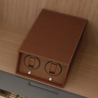 China Woodgrain MDF Base Dual Watch Winder Electric Watch Winder Box Bidirectional Rotation for sale
