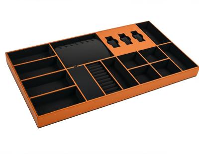 China Luxury Wardrobe Drawer Jewelry Organizer Tray YG-H024 - Modular MDF & Leather Insert for Rings, Necklaces & Watches for sale