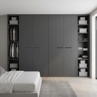 China MJMFD ENF Grade Shaker Style Wardrobe Doors - 22mm PVC Laminate, Aluminum Edging, Custom Size, Modern Flat Panel Design for sale