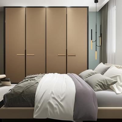 China MJMFD CYLD-001 Customizable ENF Grade Shaker Style PVC Wardrobe Door Panel｜22mm Particle Board with Aluminum Frame｜Modern Flat Panel Design for Cabinets & Wardrobes for sale