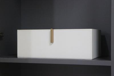 China Mjmhd Decorative Storage Box with Metal Handle, Modern Closet & Shelf Organizer, Faux Leather Fabric Storage Bin for Home Organization, White (YG-H027A) for sale