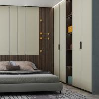 China MJMFD CYLD-003 Modern Shaker Style Wardrobe Door Panel - ENF Grade Particleboard, PVC Laminate, 22mm Thickness, Customizable Size, Flat Panel with Aluminum Frame for Sleek Wardrobe Design for sale