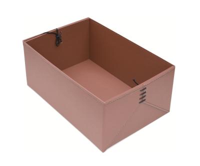 China MJmhd YG-H010 Faux Leather Handcrafted Storage Box, Lidded Decorative Organizer Bin for Closet Shelf, 490x300x200mm for sale