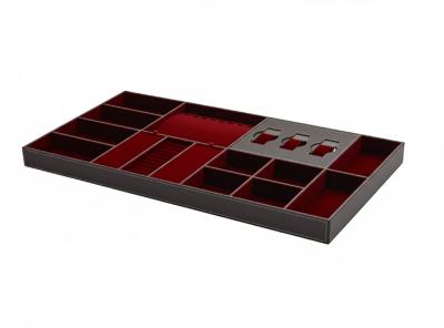 China MJMLD YG-H024 Customizable Modular Jewelry Drawer Organizer Tray, 800x413x55mm, Handmade with PU Leather & Felt for Wardrobe & Dresser for sale