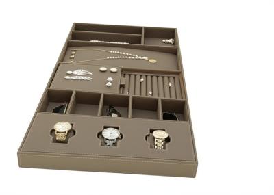 China MJMHD YG-H027 Modular Jewelry Drawer Organizer Tray, 13-Compartment Wardrobe Storage Box with Watch & Necklace Holder, Customizable PVC Leather Insert for Closet & Dresser for sale