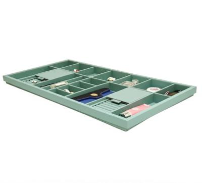 China MJMHD YG-H029 Customizable Jewelry Drawer Organizer Tray, 22-Compartment Modular PVC Leather Storage Box for Wardrobe & Dresser, 831x412x54mm for sale