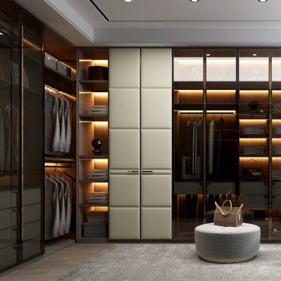 China Residential and Commercial Wardrobes Equipped with Laminate Wardrobe Doors Walnut Color Options Custom Size Configuration for sale