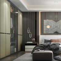 China Grey Double-opening Laminate Bedroom Wardrobe Doors Offering Functional Storage Solutions with Stylish Appearance for sale