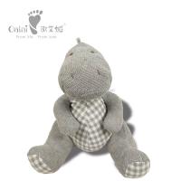 China ODM Soothing Stuffed Animal Embroidery Logo Grey Dinosaur Plush CE for sale